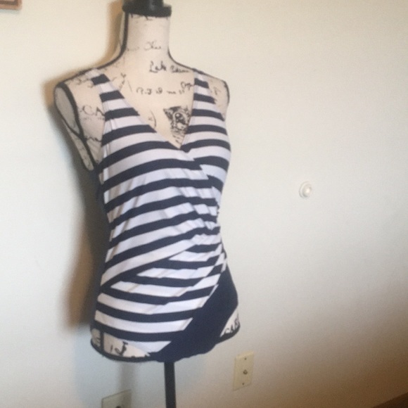 togs | Swim | Togs Australia Navy Blue Striped Swimsuit Size | Poshmark